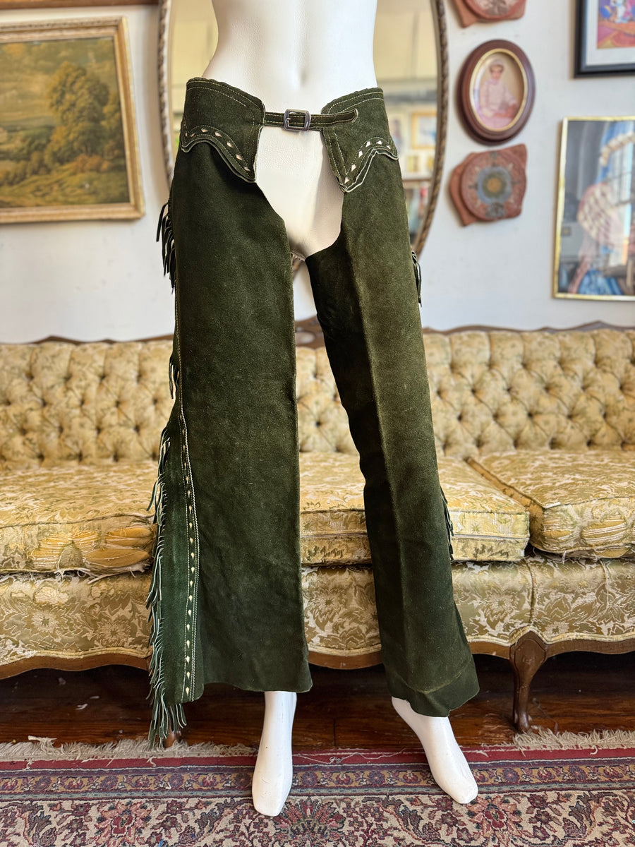 Olive Green Suede Fringe Chaps Size S/M – Rumors Richmond